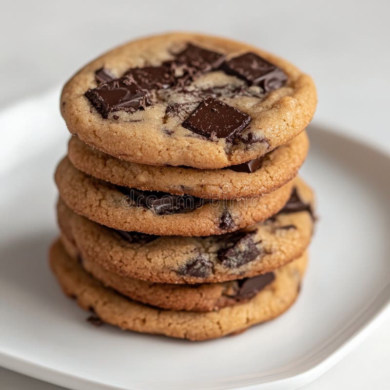 A Stack of Chocolate Chip Cookies with Visible Chocolate Chunks, Stock ...