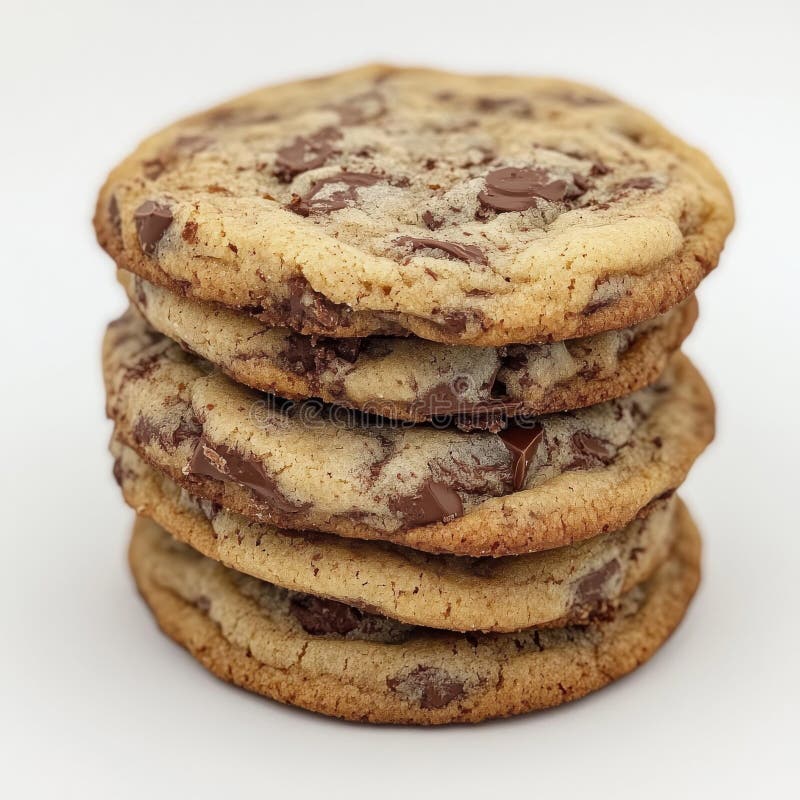 A Stack of Chocolate Chip Cookies with Visible Chocolate Chunks, Stock ...