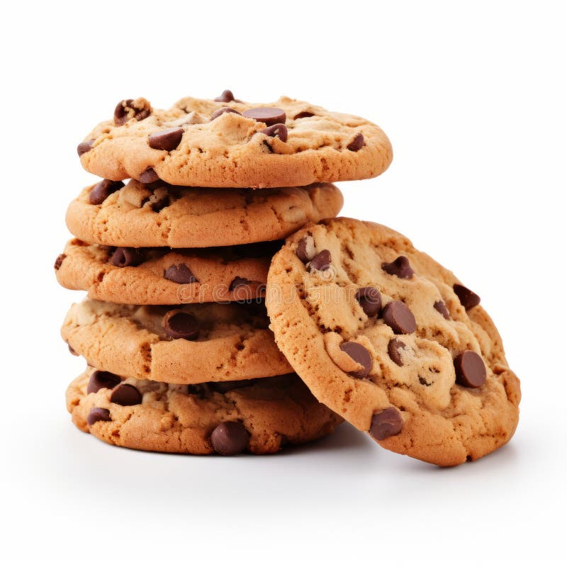 Stack of Chocolate Chip Cookies on White Background Stock Illustration ...