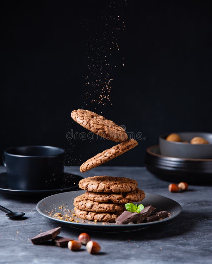A Stack of Chocolate Chip Homemade Cookies with Chocolate Chips, Nuts ...