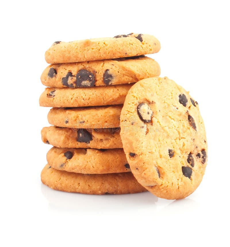Stack of Chocolate Chips Cookies Stock Image - Image of biscuit, crumbs ...