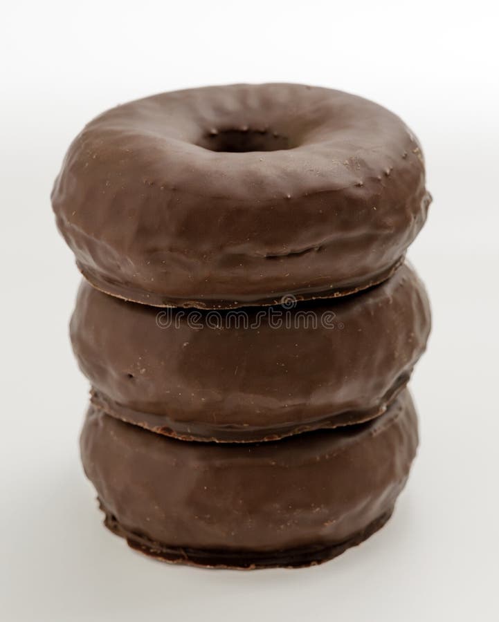 Stack of Chocolate Coating Donuts on a White Background. Stock Image ...
