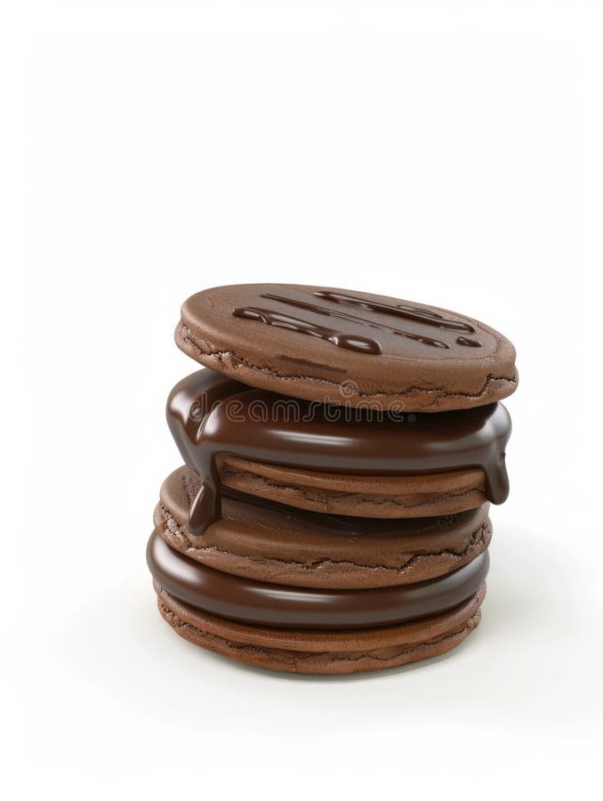 A Stack of Chocolate Cookies with Chocolate Drizzle on Top Stock Photo ...