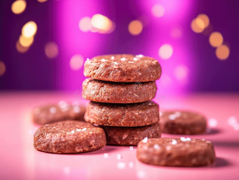 Stack of Cookies on Top of Blue Background. There are Five Cookies in ...