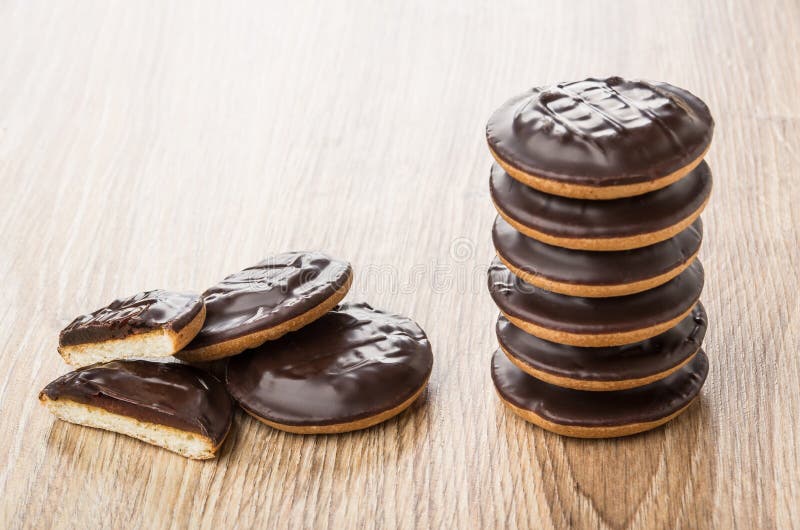 Stack of Chocolate Cookies with Stuffed on Table Stock Photo - Image of ...