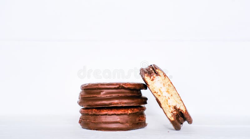 Stack of Chocolate Cookies on the Table, Dessert of Chocolate Cookies ...