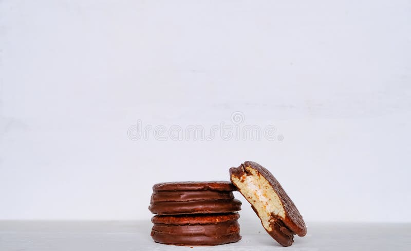Stack of Chocolate Cookies on the Table, Dessert of Chocolate Cookies ...