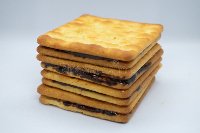 Stack of Chocolate Covered Biscuits Isolated on White Stock Image ...