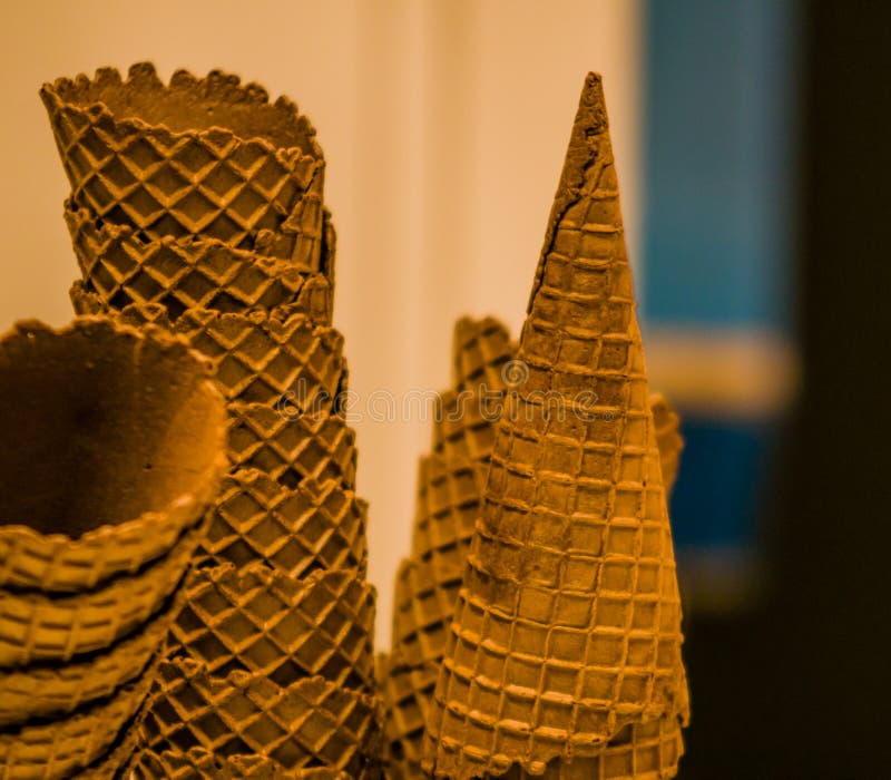 Stack of Chocolate Ice Cream Cones Stock Photo - Image of delicious ...