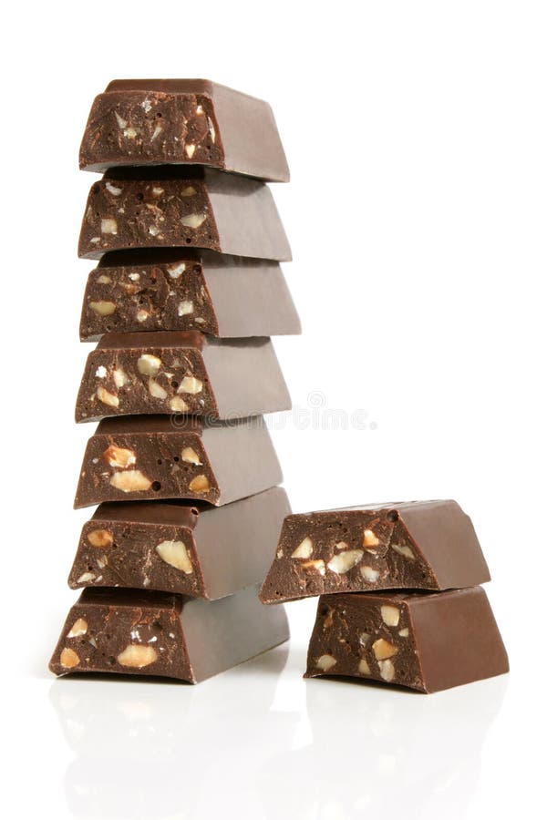 Stack of chocolate pieces stock image. Image of dessert - 17177247