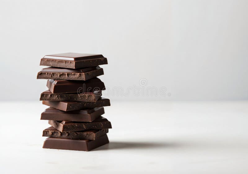 Stack of Chocolate Pieces on a White Surface. Generative AI Stock ...