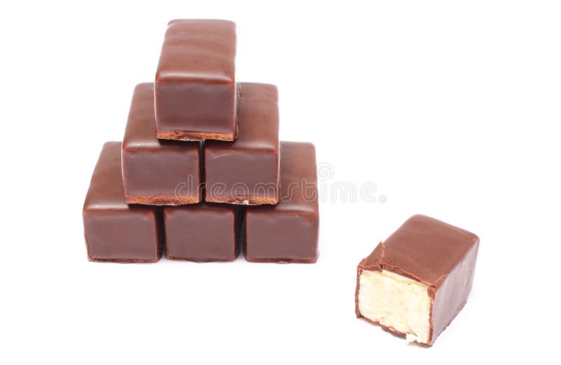 Stack of Chocolate Sweets on White Background Stock Image - Image of ...