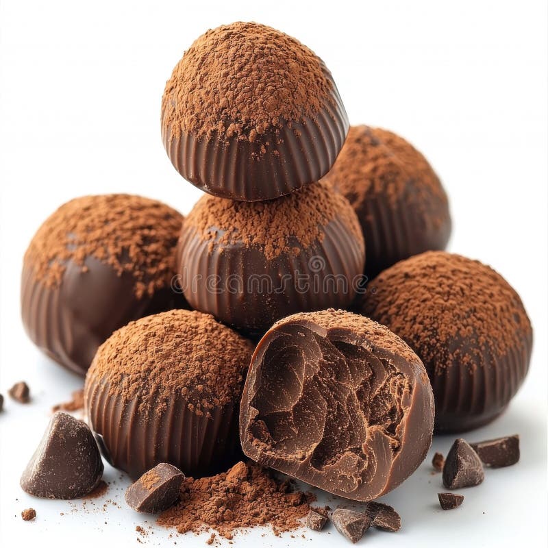 Stack of Chocolate Truffles with Cross-Section View. Stock Illustration ...