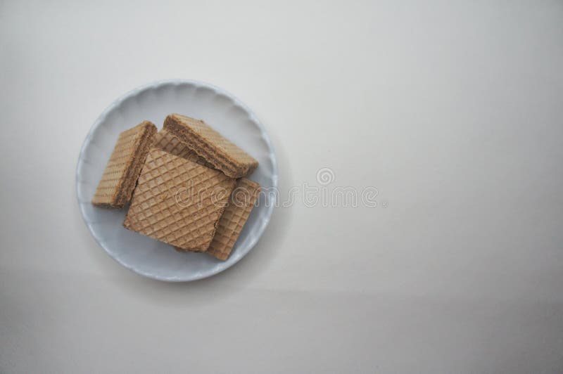 Stack of Chocolate Wafers Close Up. Several Sweet Chocolate Wafers, on ...