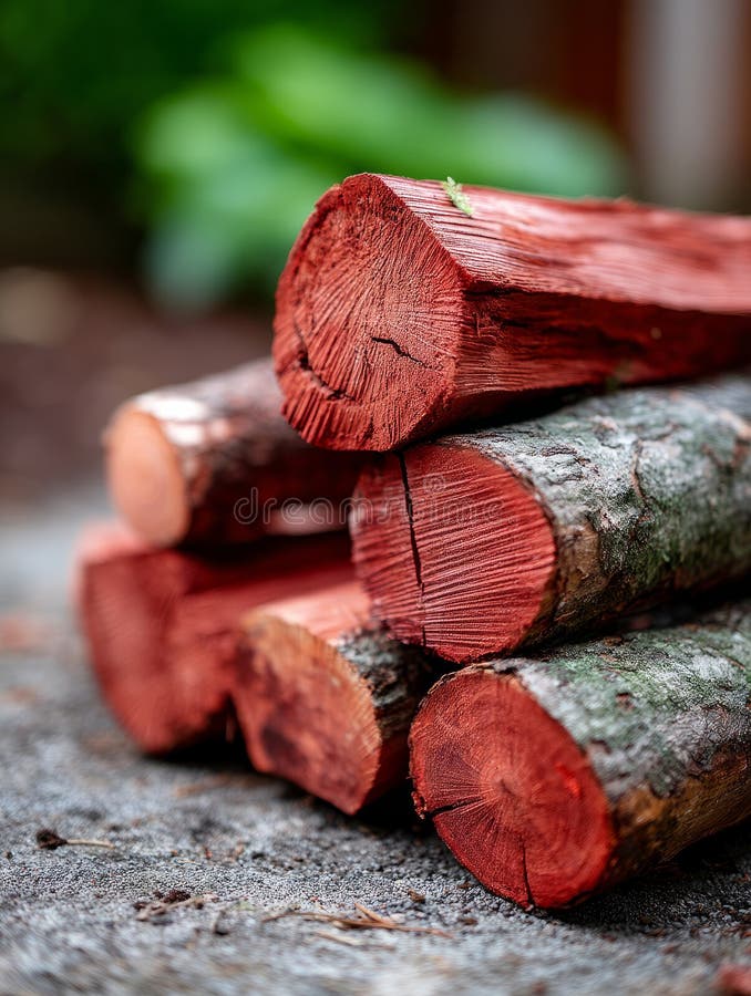Stack of Chopped Firewood Logs on a Textured Outdoor Surface. Stock ...