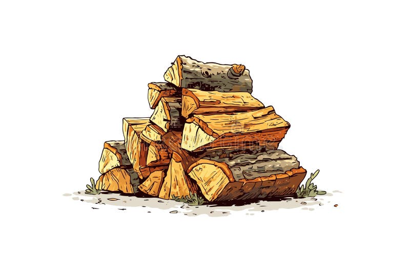 Stack of Chopped Firewood in Rustic Style Isolated Stock Vector ...
