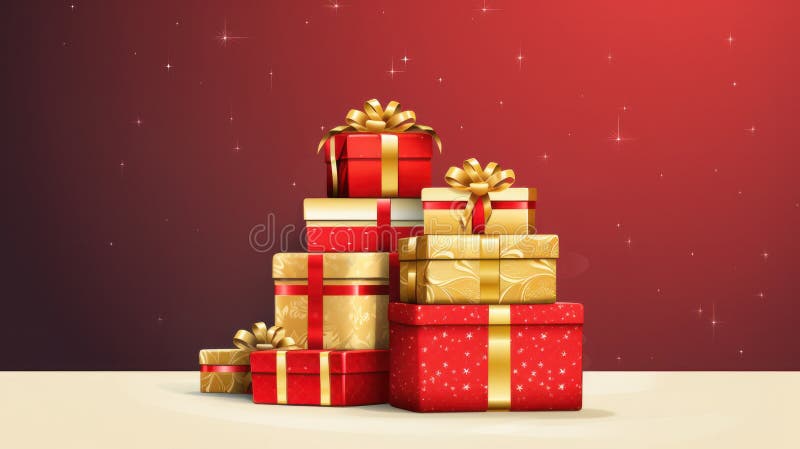 Stack of Christmas Gift Boxes. Holiday Celebration Concept. on ...