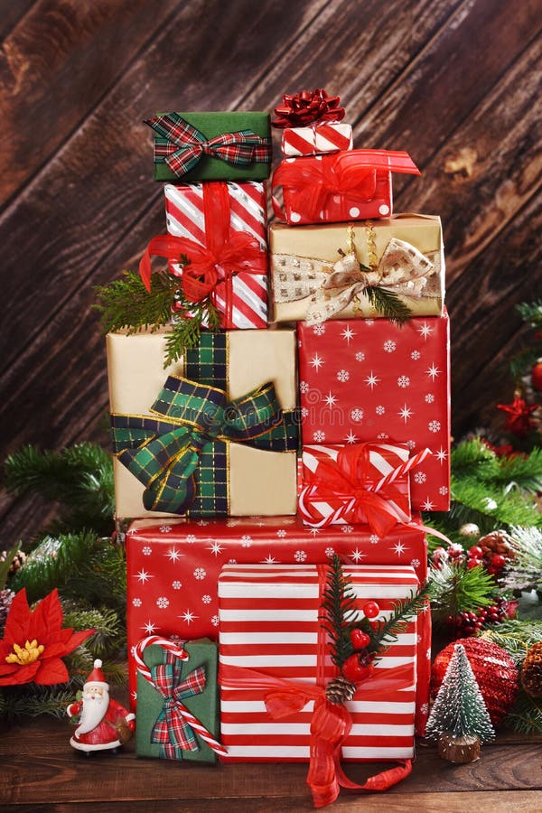 Stack of Christmas Presents Stock Image - Image of present, parcels ...