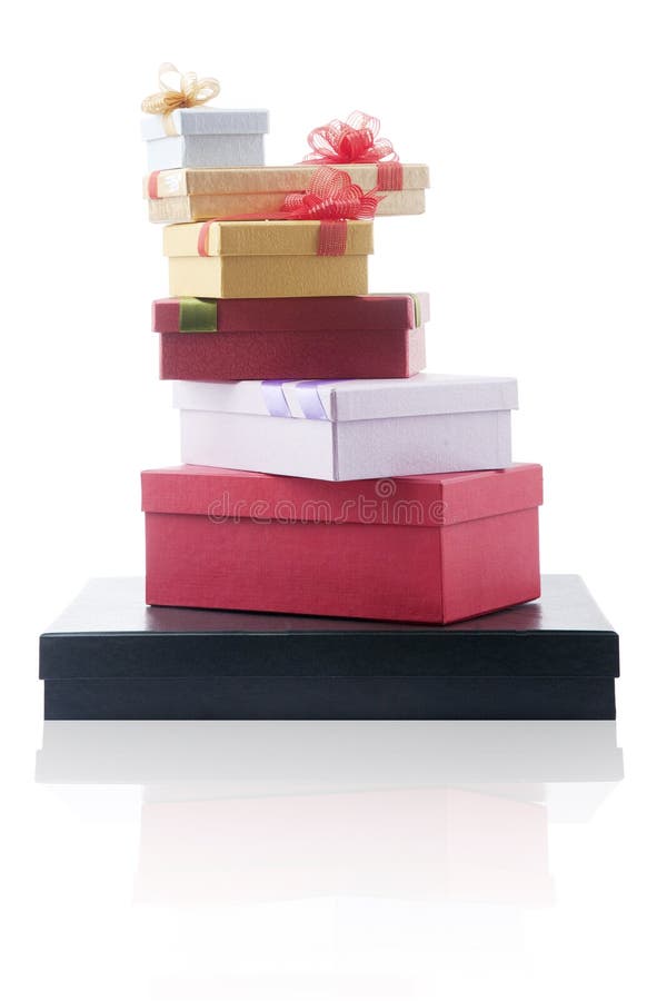 Stack of Christmas Gift with Reflections Stock Photo - Image of ...
