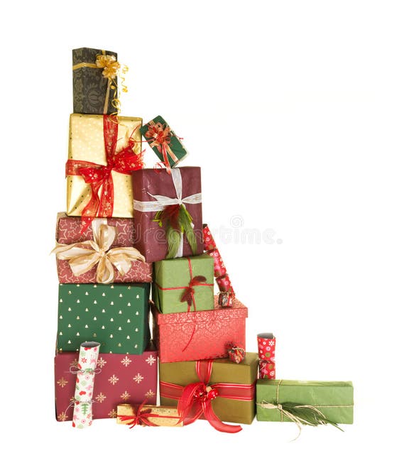 Beautiful Christmas Gifts Wrapped Stacked Stock Photos - Free & Royalty ...