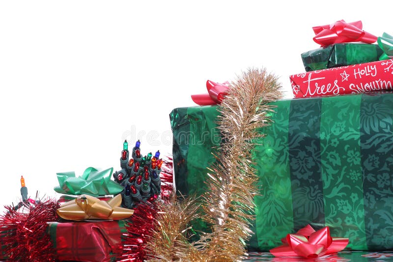 Stack of Christmas Presents Stock Image - Image of wrapped, decoration ...