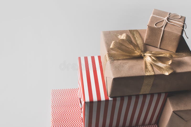 Stack of Christmas Presents Stock Image - Image of merry, stack: 108884077