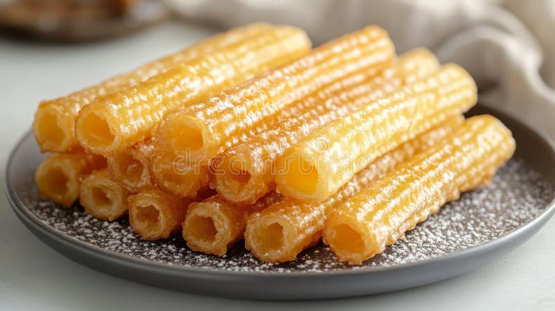 Stack Churros Dusted Sugar Plate Stock Photos - Free & Royalty-Free ...