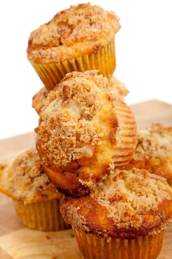 A Stack of Cinnamon Streusel Muffins Stock Image - Image of white ...