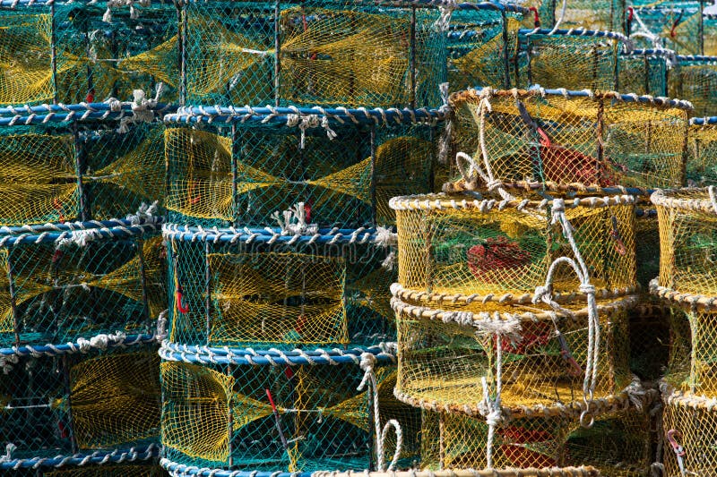 Stack of Fish Traps at the Harbor Stock Photo - Image of design, leaf ...