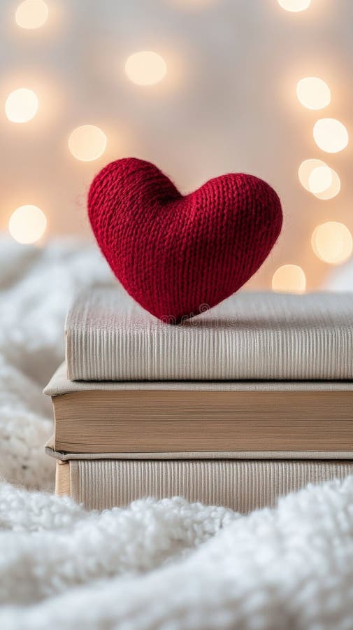 A Stack of Classic Books, Featuring a Heart-shaped Charm, Symbolizing a ...