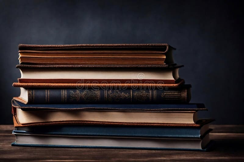 Stack of Classic Books on a Table. Minimalist Backdrop Stock Photo ...
