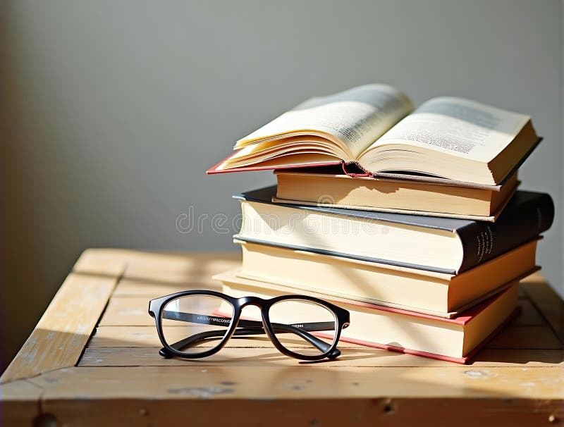A Stack of Classic Philosophy Books on a Rustic Wooden Table in a ...