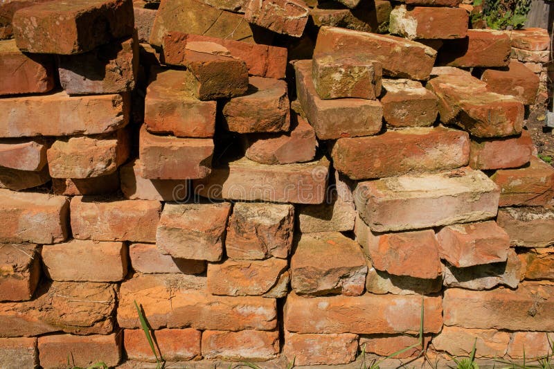 Stack of Red Clay Bricks Close-up Stock Image - Image of building ...