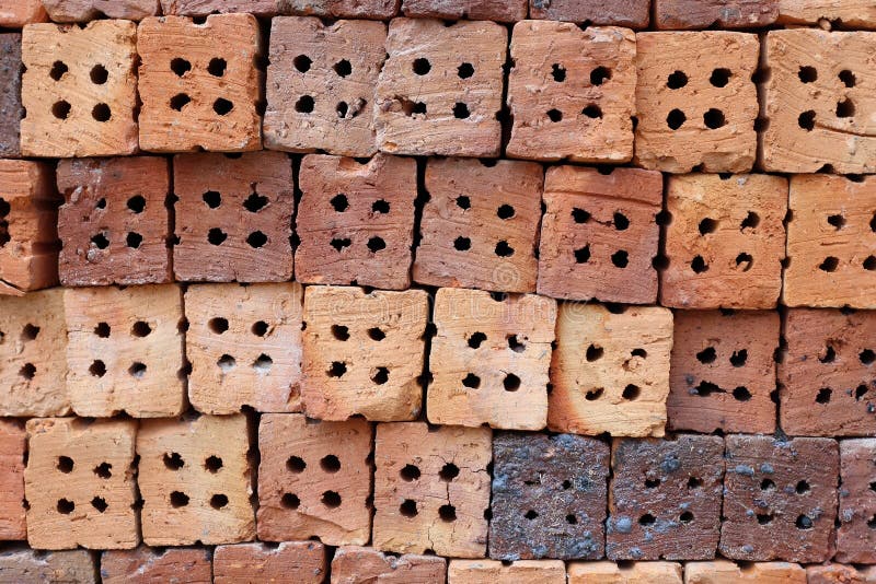 Stack of Clay Bricks Texture Background Stock Photo - Image of grunge ...