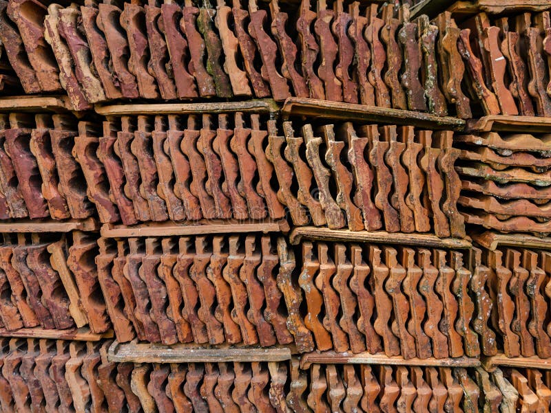Stack of clay roof tiles stock photo. Image of material - 27267644