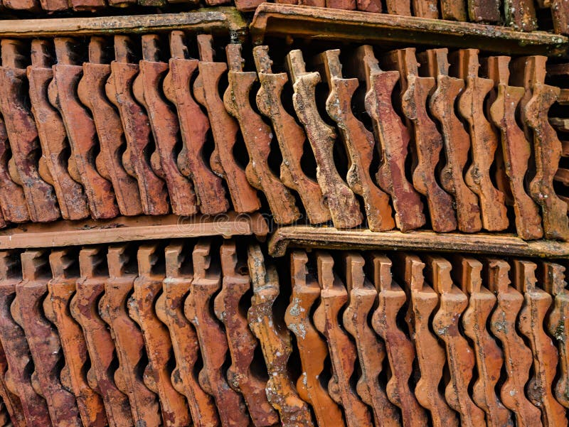 Stack of clay roof tiles stock photo. Image of material - 27267644