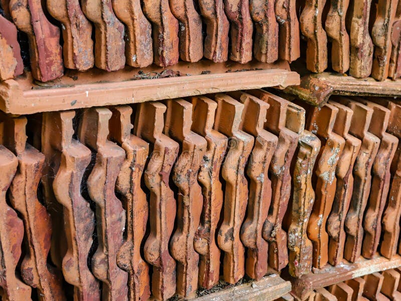 Stack of clay roof tiles stock photo. Image of material - 27267644