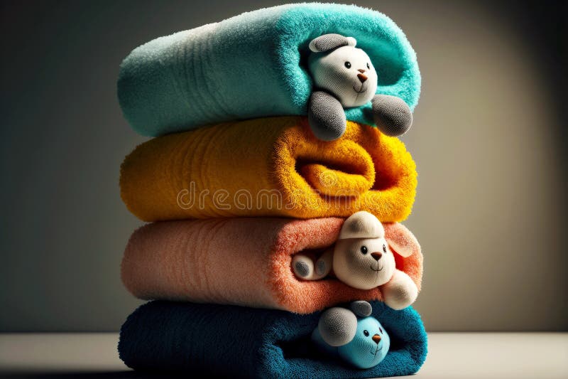 Stack Clean Bath Towels Made of Soft Fluffy Fabric Stock Image - Image ...
