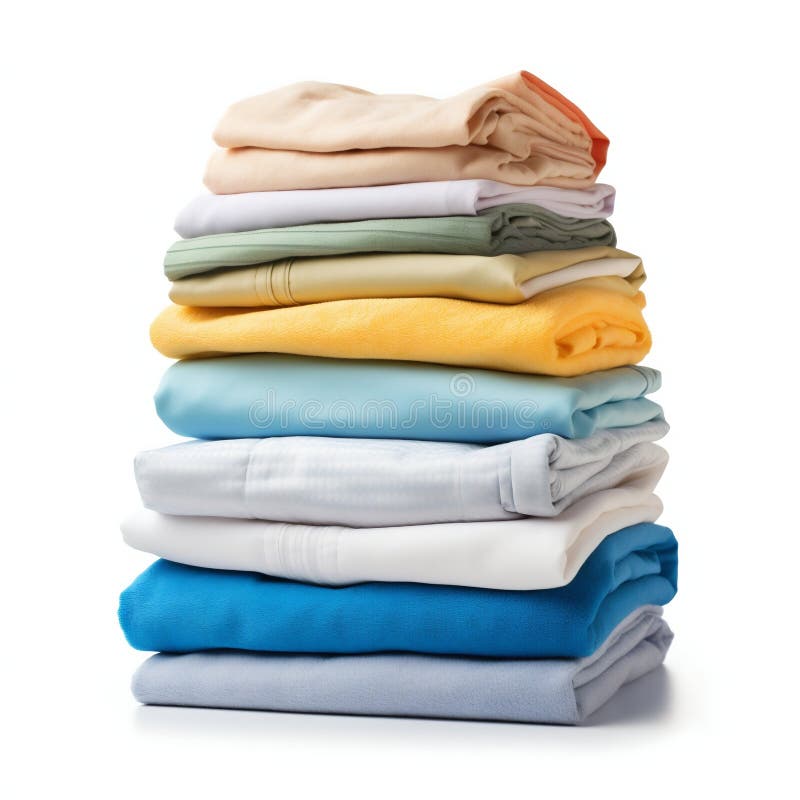 Stack of Clean Clothes Isolated on White. Generative Ai Stock Photo ...