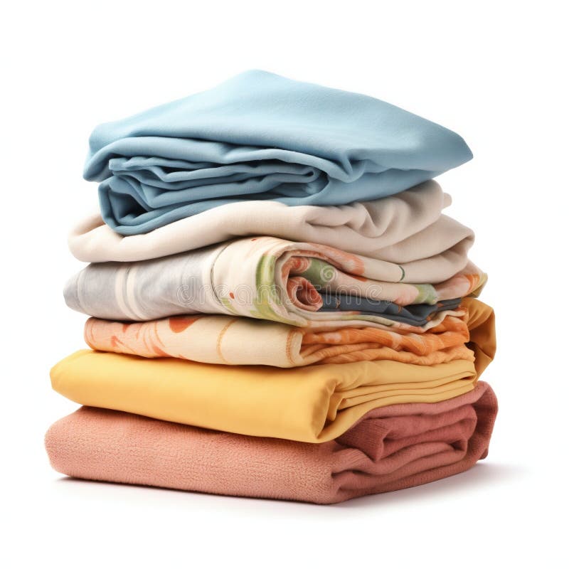Stack of Clean Clothes Isolated on White. Generative Ai Stock Image ...