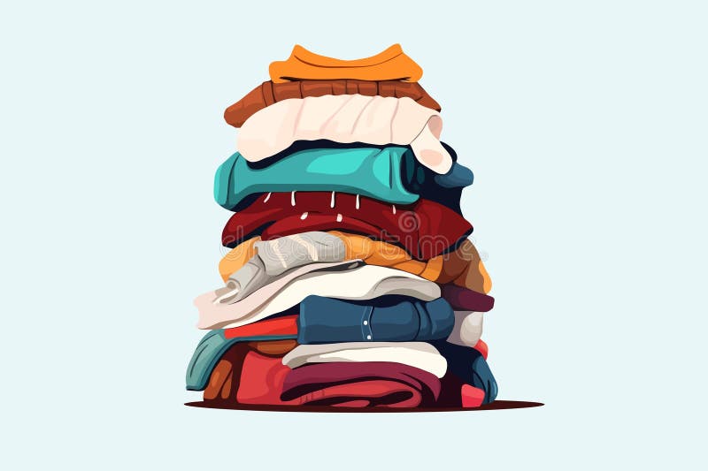 Stack of Clean Clothes Vector Flat Minimalistic Isolated Vector Style ...