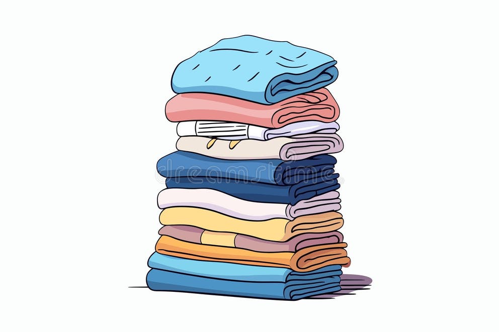Stack of Clean Clothes Vector Flat Minimalistic Isolated Vector Style ...