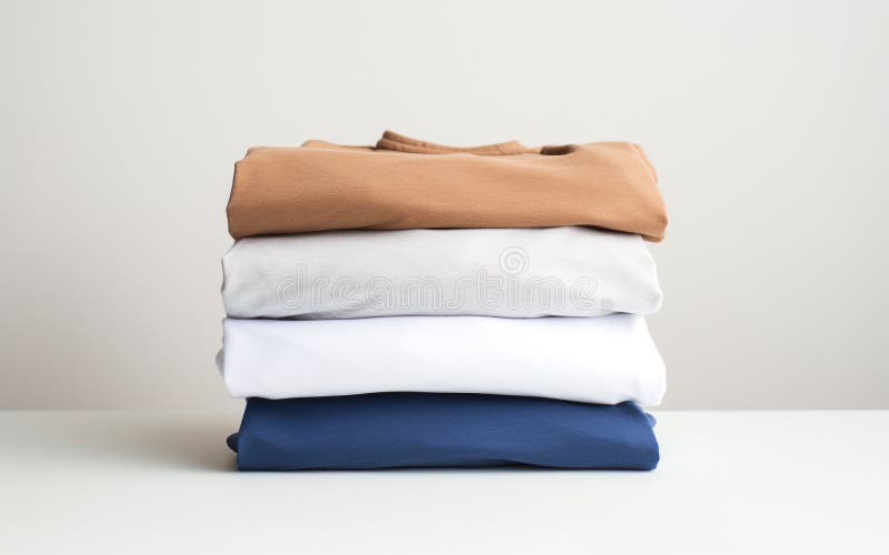 Stack of Clean Clothes on a White Background. AI Generated Stock ...
