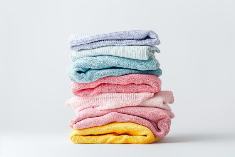 Stack of Clean Clothes on White Background Stock Illustration ...