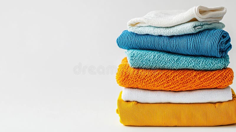 Stack of Clean Clothes on White Background Stock Illustration ...