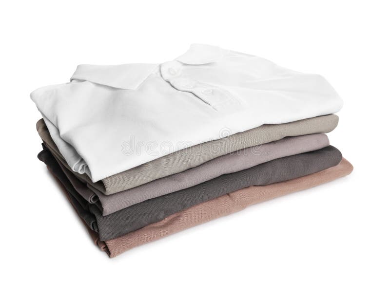Stack of Clean Colorful T-shirts Isolated on White Stock Image - Image ...