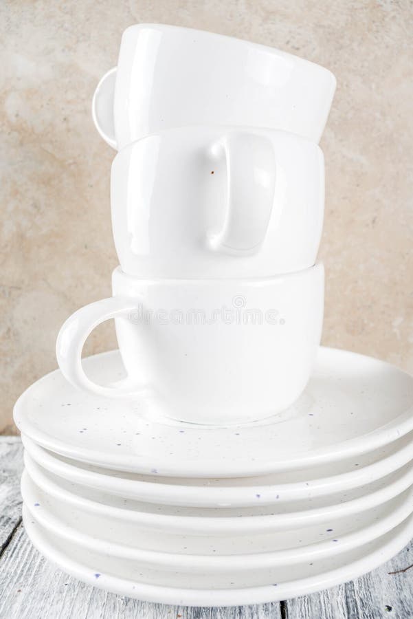 Stack Clean Empty Kitchen Utensils Stock Photo - Image of plate, clean ...