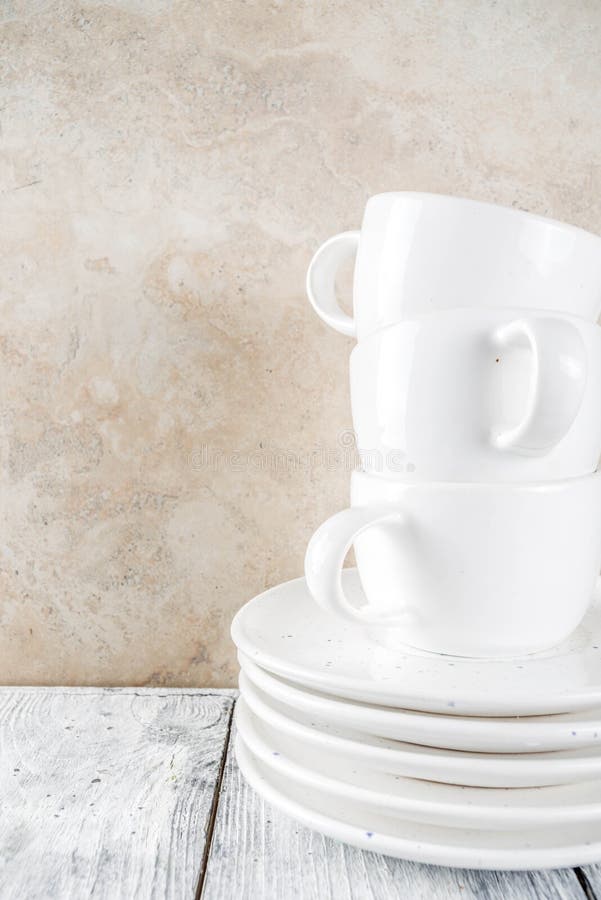 Stack Clean Empty Kitchen Utensils Stock Image - Image of plate ...