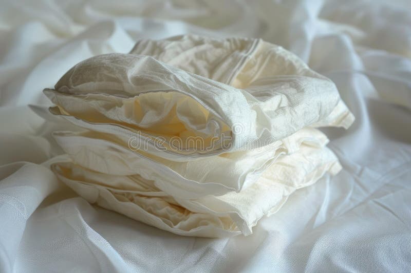 Stack of Clean and Folded Reusable Cloth Diapers on White Sheets Stock ...