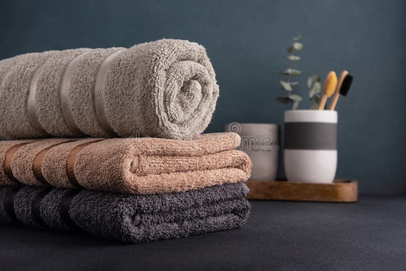 Stack of Clean and Folded Towels Stock Image - Image of cloth, shower ...